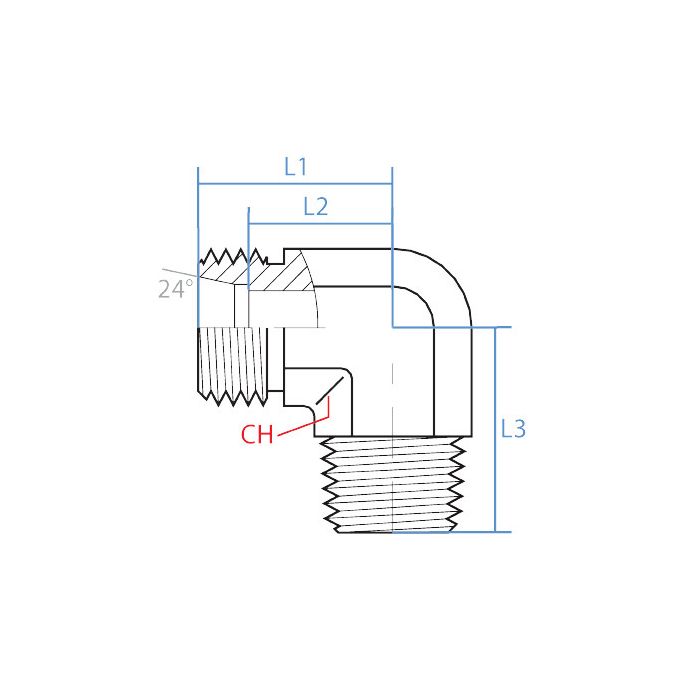 Adaptall 90* Din X Male Npt 5070L-06-04