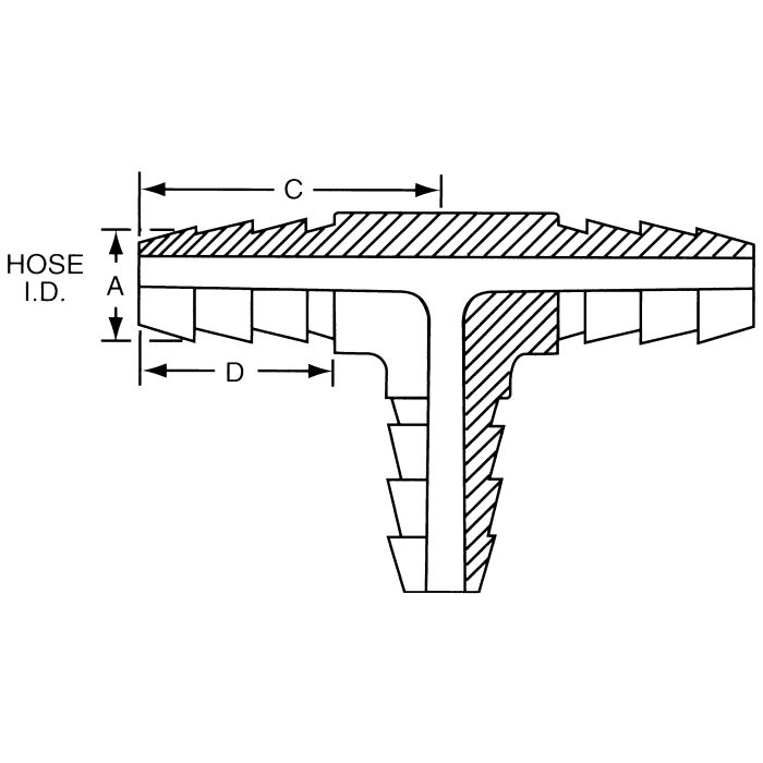 ACR INDUSTRIES Brass Short Shank Hose Tee 32-162 Hydraulic & Pneumatic ...